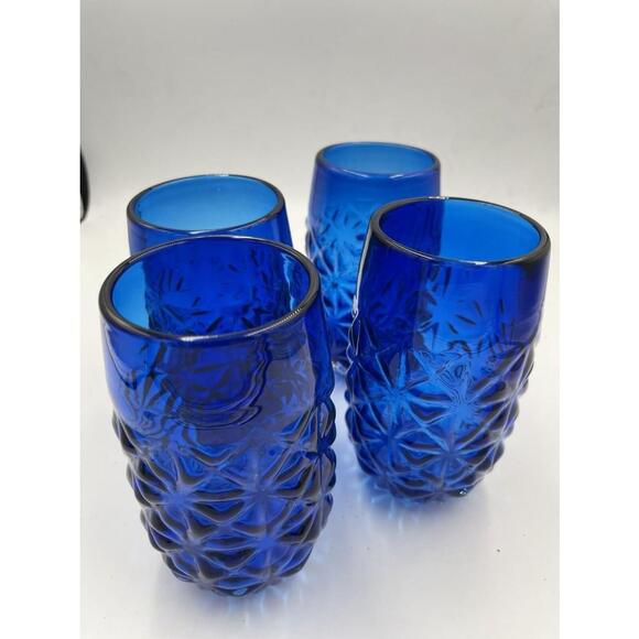 Unbranded | Dining | Vintage Hand Blown Cobalt Blue Star Pattern 6 Oz ...